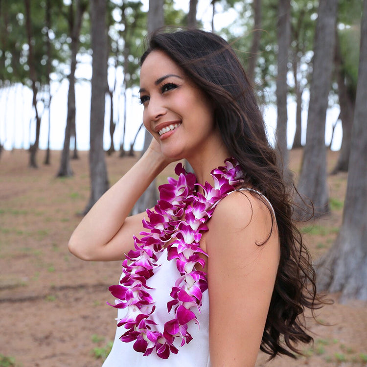 Dyed Pink On Purple Orchid Single Lei| Buy Hawaiian Lei