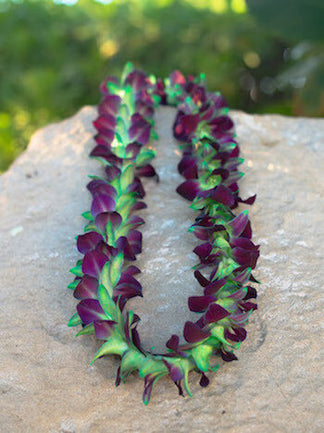 Dyed Green On Purple Orchid Lei| Buy Hawaiian Lei